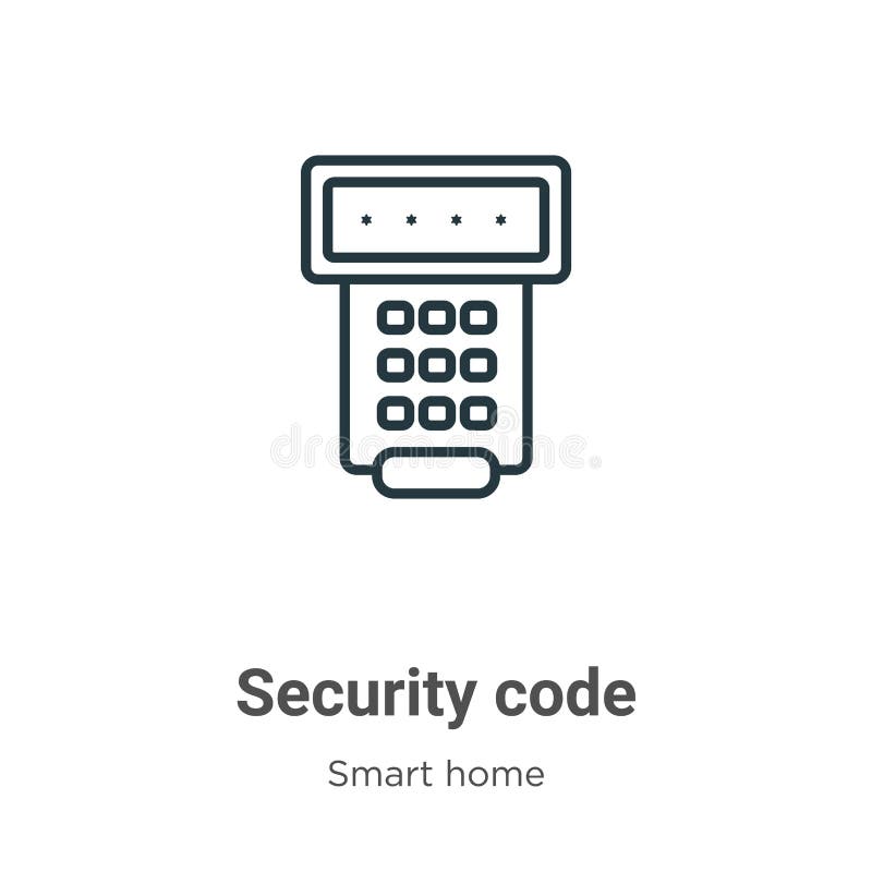 Security Code Outline Vector Icon. Thin Line Black Security Code Icon ...