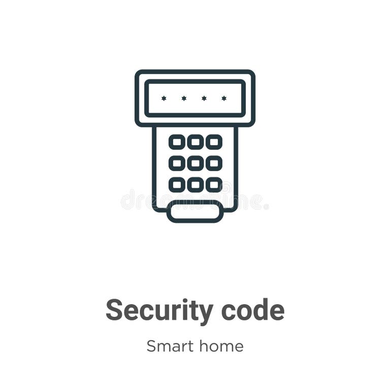 Security Code Outline Vector Icon. Thin Line Black Security Code Icon ...
