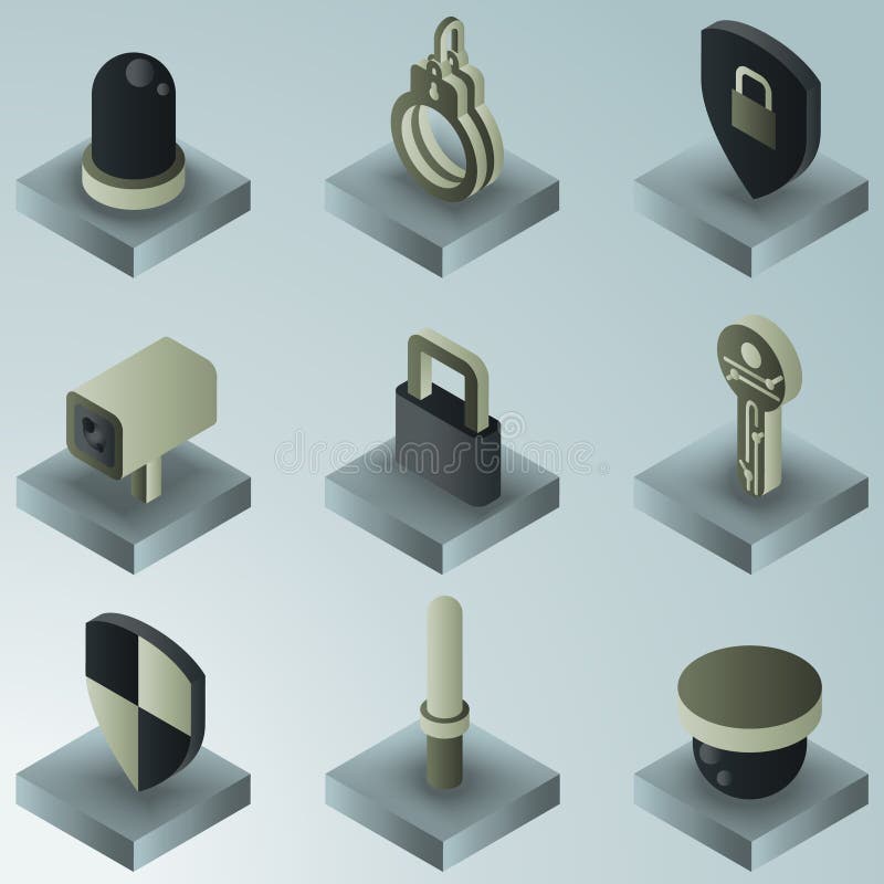 Security Color Gradient Isometric Icons Stock Vector - Illustration of ...