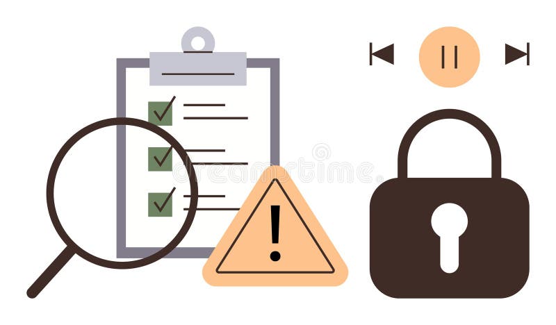 Security and Compliance Concept with Checklist, Magnifier, Lock, and ...