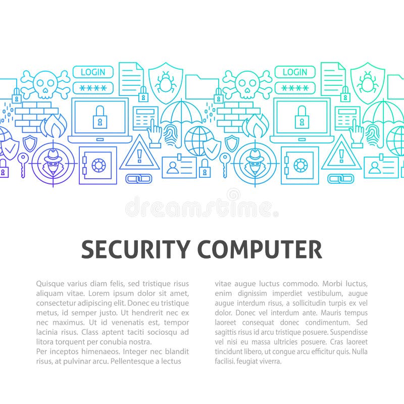 Security Computer Line Template Stock Vector - Illustration of privacy ...