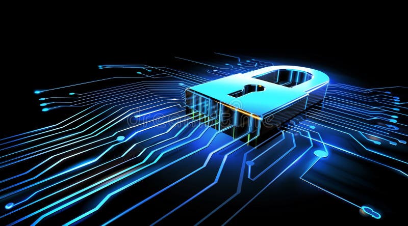 Security Concept with Abstract Connection Lines, Blue Digital Wave ...