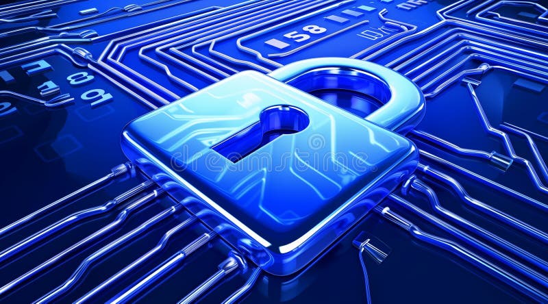 Security Concept with Abstract Connection Lines, Blue Digital Wave ...