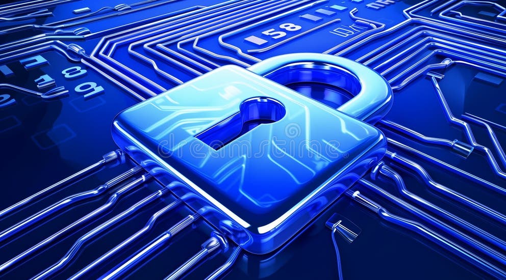 Security Concept with Abstract Connection Lines, Blue Digital Wave ...