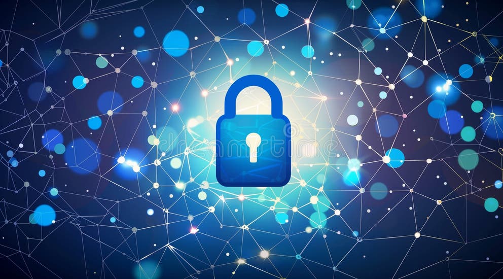 Security Concept with Abstract Connection Lines, Blue Digital Wave ...