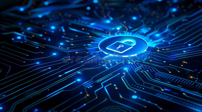 Security Concept with Abstract Connection Lines, Blue Digital Wave ...