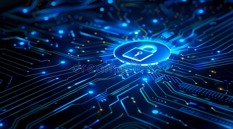 Security Concept with Abstract Connection Lines, Blue Digital Wave ...