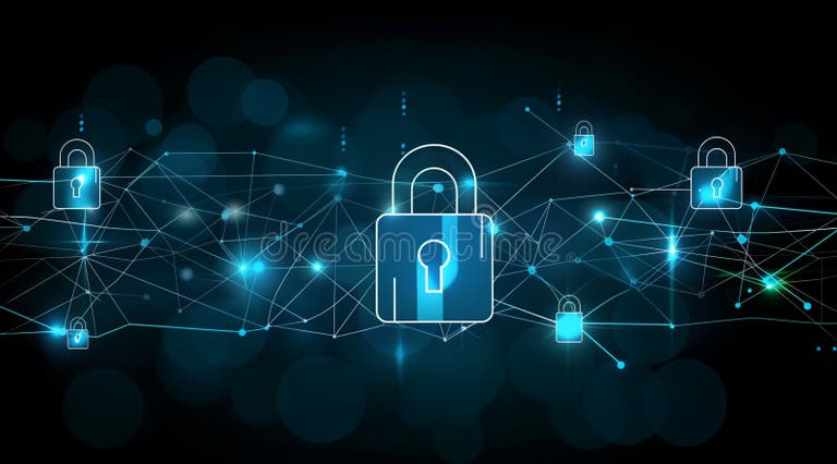 Security Concept with Abstract Connection Lines, Blue Digital Wave ...