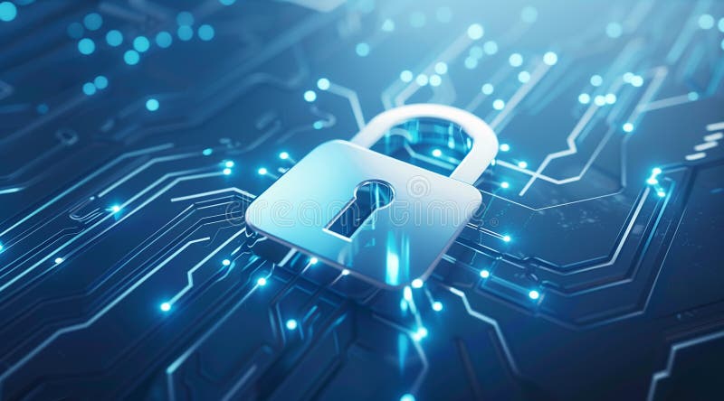 Security Concept with Abstract Connection Lines, Blue Digital Wave ...