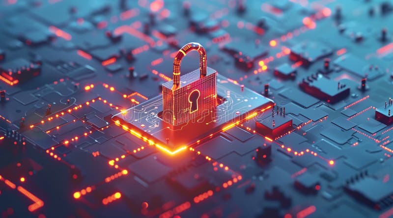 Security Concept with Abstract Connection Lines, Blue Digital Wave ...