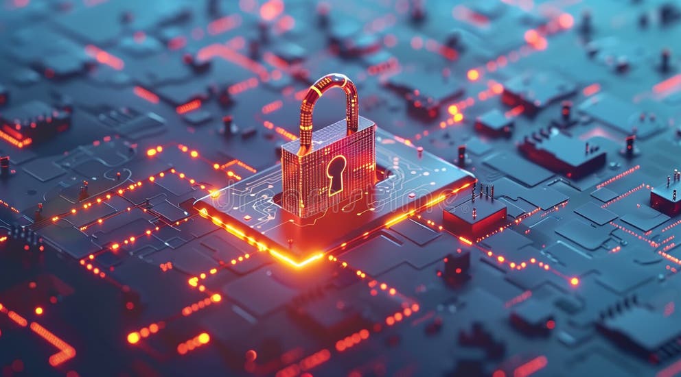 Security Concept with Abstract Connection Lines, Blue Digital Wave ...