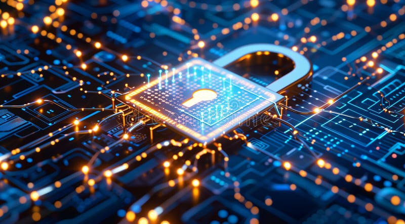 Security Concept with Abstract Connection Lines, Blue Digital Wave ...