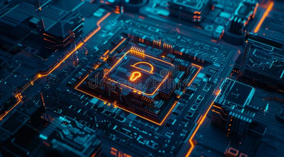 Security Concept with Abstract Connection Lines, Blue Digital Wave ...