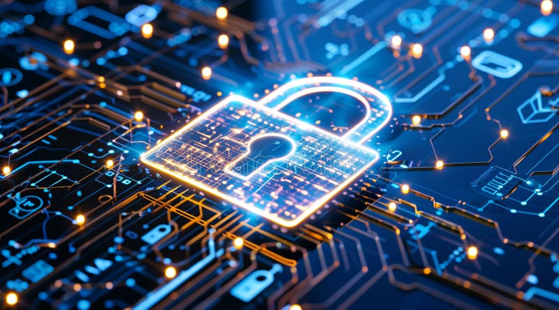 Security Concept with Abstract Connection Lines, Blue Digital Wave ...