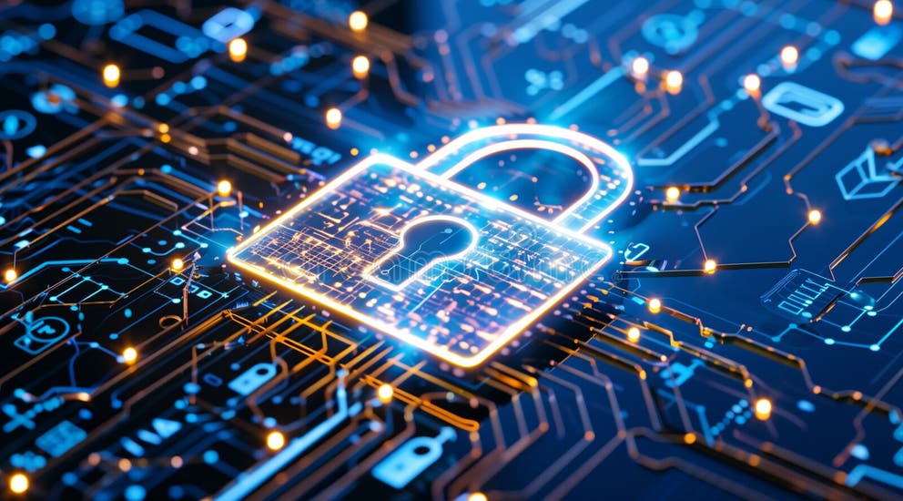 Security Concept with Abstract Connection Lines, Blue Digital Wave ...