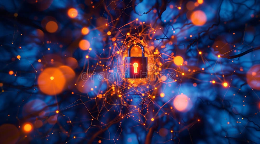 Security Concept with Abstract Connection Lines, Blue Digital Wave ...