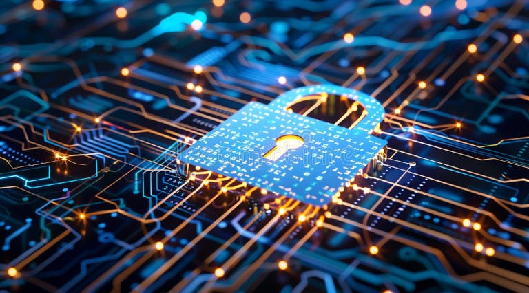 Security Concept with Abstract Connection Lines, Blue Digital Wave ...