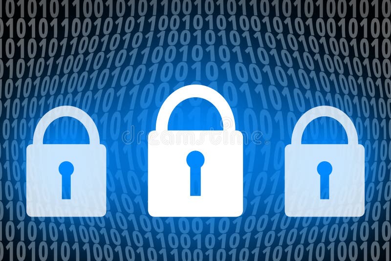 Security Concept, Abstract Padlock Icon on Digital Number Background ...