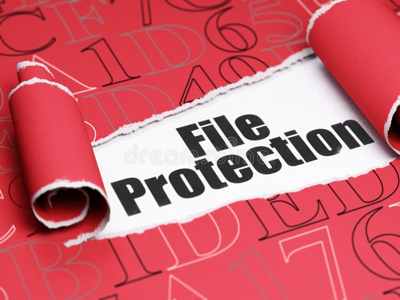 Security Concept: Black Text File Protection Under the Piece of Torn ...