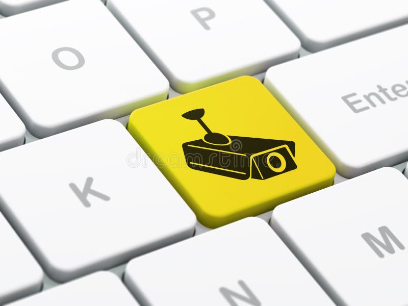 Security Concept: Cctv Camera on Computer Keyboard Stock Illustration ...