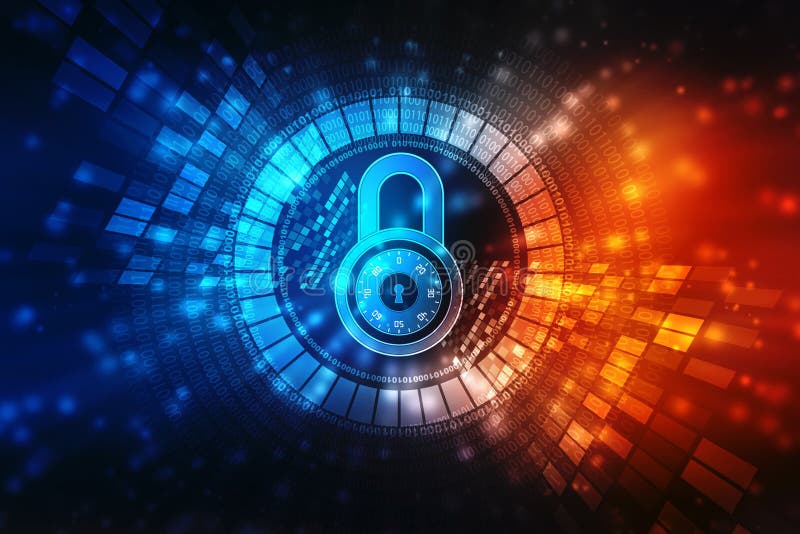 Lock on Digital Background, Cyber Security and Internet Security Stock ...