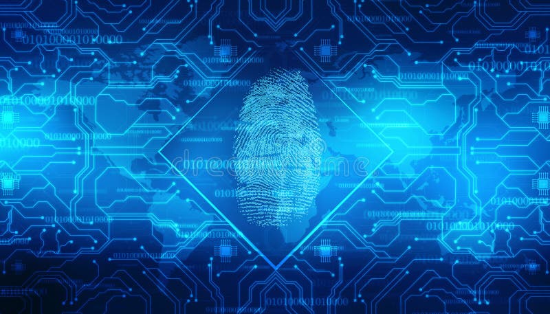 Fingerprint Scanning on Digital Screen, Security Background Stock ...