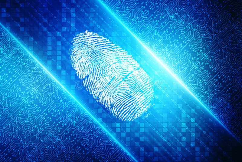 Fingerprint Scanning on Digital Screen, Security Background Stock ...