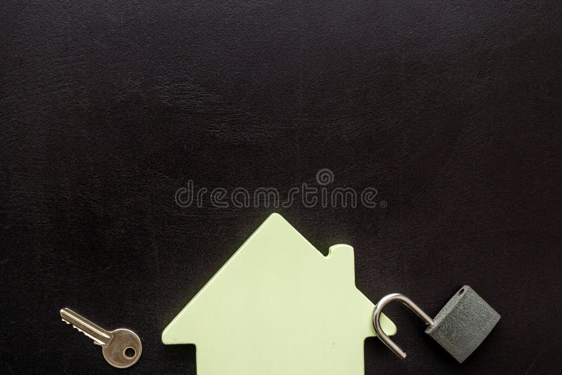 Security Concept. House and Lock on Back Background Top View Copy Space ...