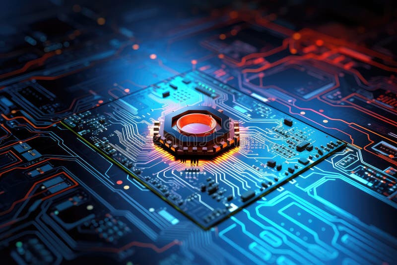 Security Concept with Key Pad on Electronic Circuit Board, Rendered in ...