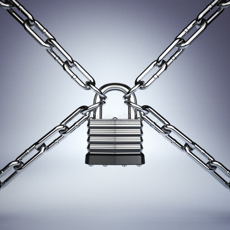 Security Concept. Lock and Chain. Under Protection Stock Illustration ...