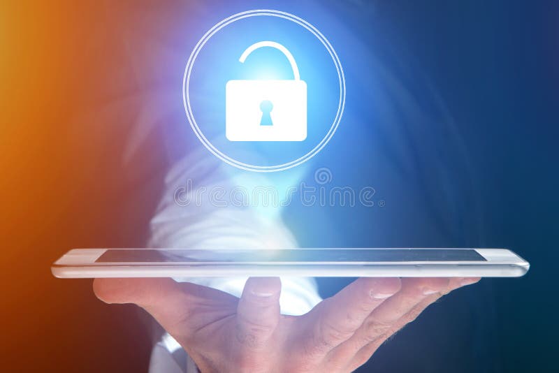 Security Concept with a Locker Open on an Internet Application - Stock ...