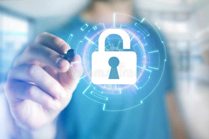 Security Concept with a Locker Open on an Internet Application - Stock ...