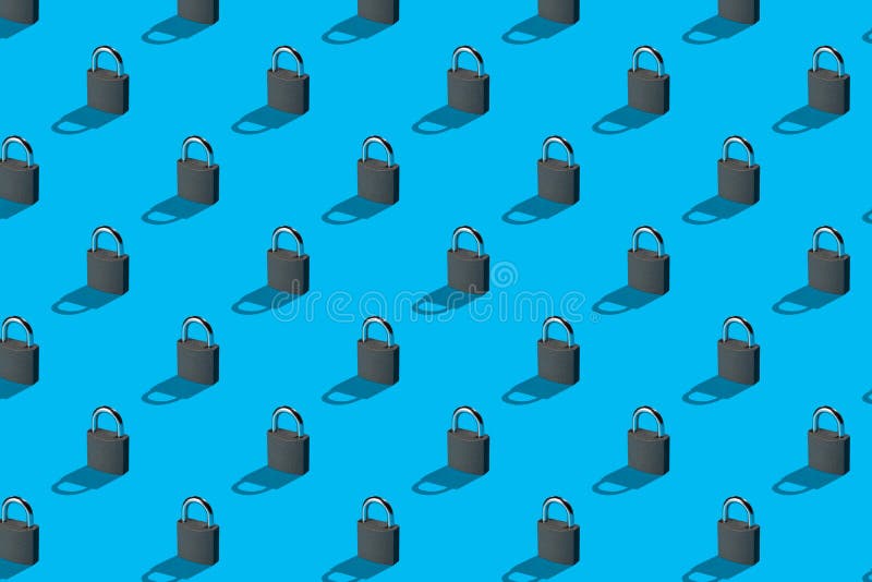 Security Concept. Metal Padlocks on Bright Blue Background Abstract ...
