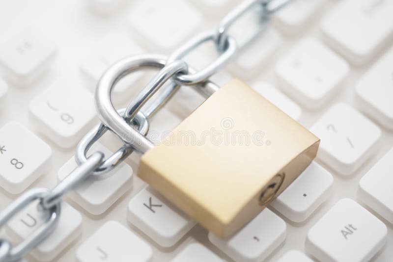 Security Concept with Padlock and Chain on Computer Keyboard Stock ...