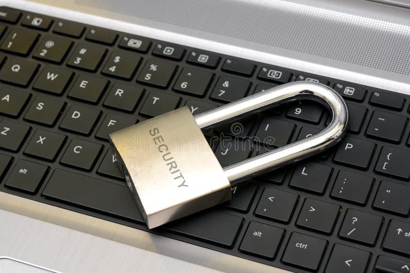 Security Concept Padlock on Laptop Keyboard Top View Stock Image ...