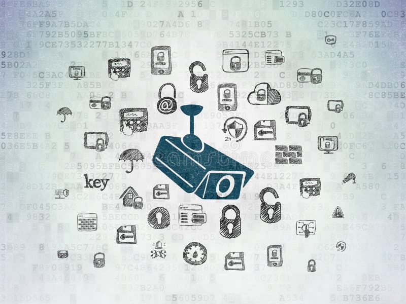 Security Concept: Cctv Camera on Digital Data Paper Background Stock ...