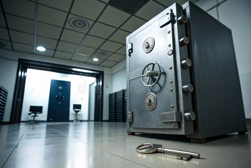Security Concept: Safe Bank with a Key for Data Protection Stock ...