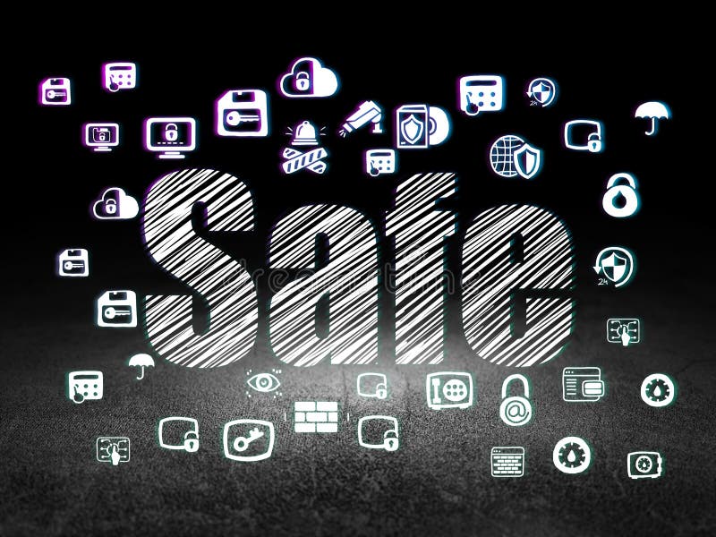 Security Concept Safe In Grunge Dark Room Stock Illustration