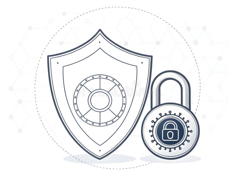 Security Concept with Shield and Padlock Illustration Stock ...