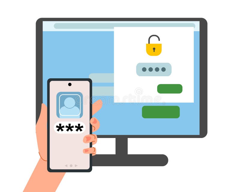 The Security Concept of Two-factor Authentication. Lock Icons in the ...