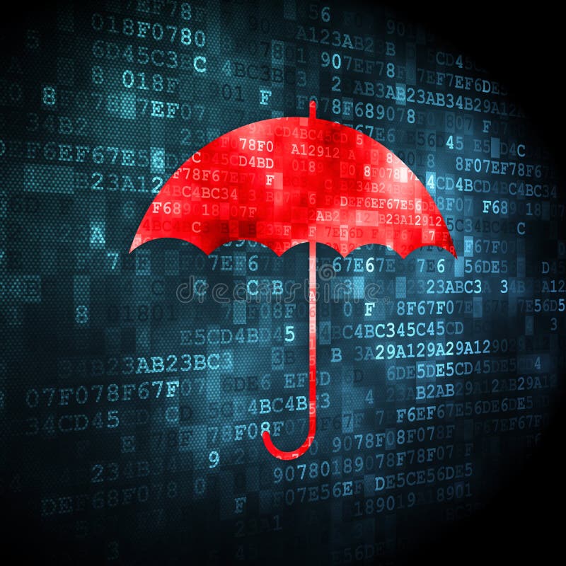Computer under umbrella stock illustration. Illustration of ideas ...