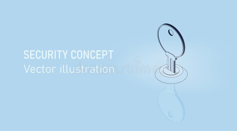Security Concept Vector Illustration. Isometric Vector Key with ...