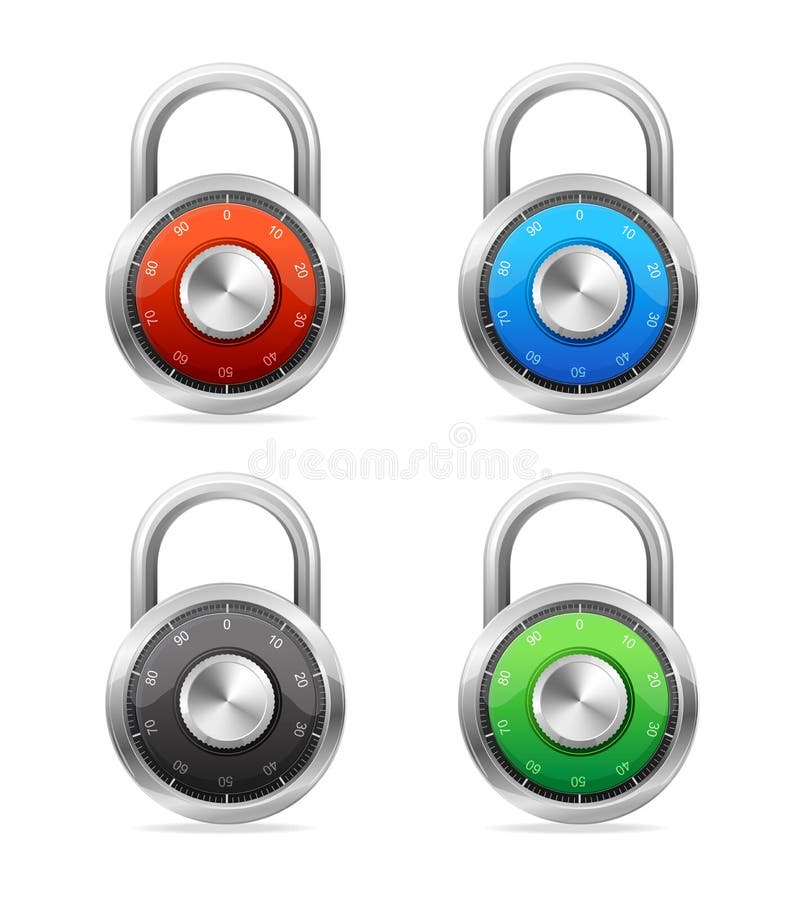 Security Concept. Vector Padlock Set Stock Vector - Illustration of ...
