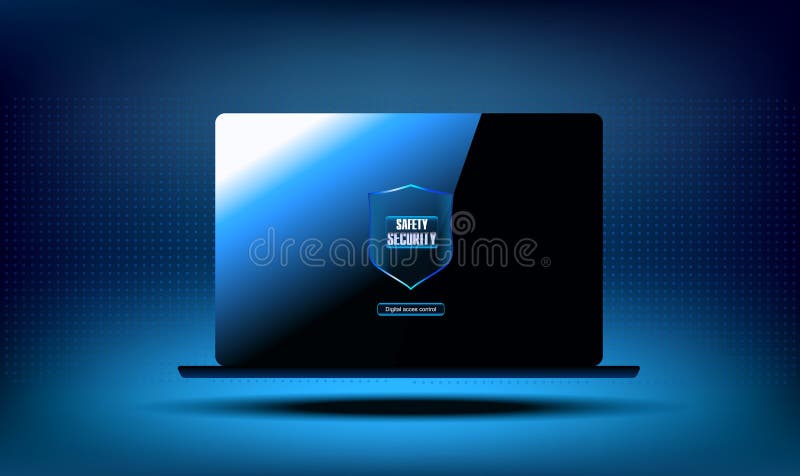 Security Concept for Your Computer. Laptop with Security Shield and ...