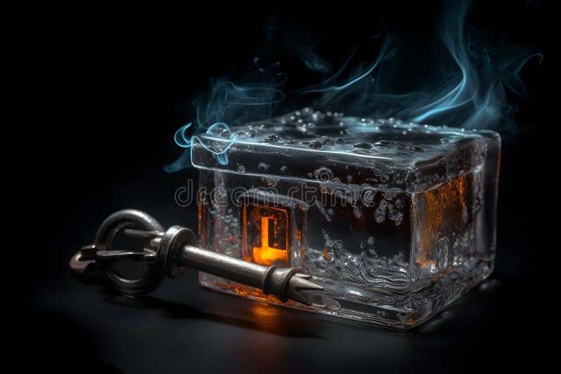 Security - Conceptual Illustration Depicting a Lock Made from Ice and a ...