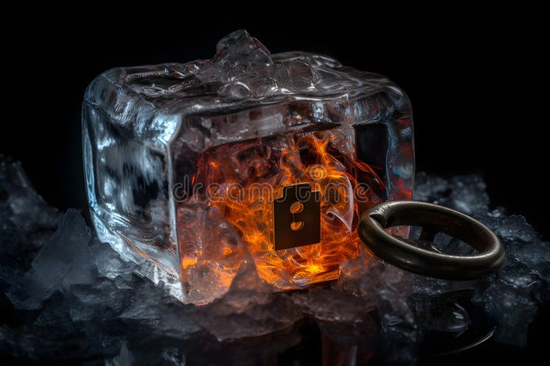Security - Conceptual Illustration Depicting a Lock Made from Ice and a ...