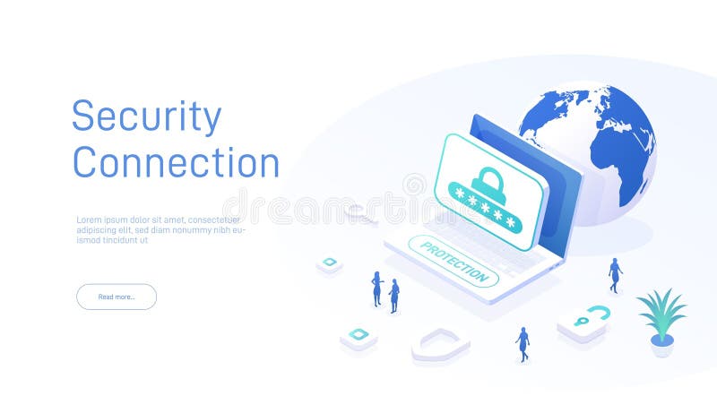 Security Connection Landing Page Template. Password Entry Window for ...