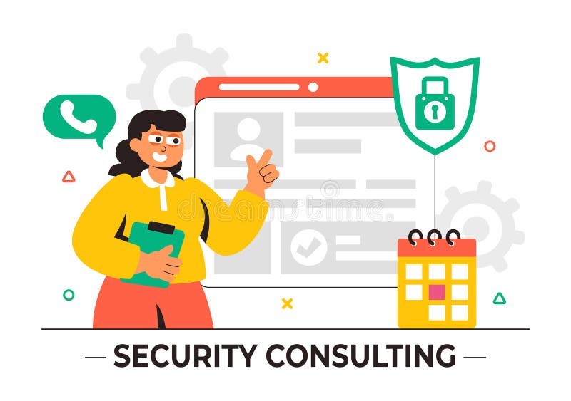 Security Consulting Illustration Featuring Information Technology and Ethical Hackers Conducting ...