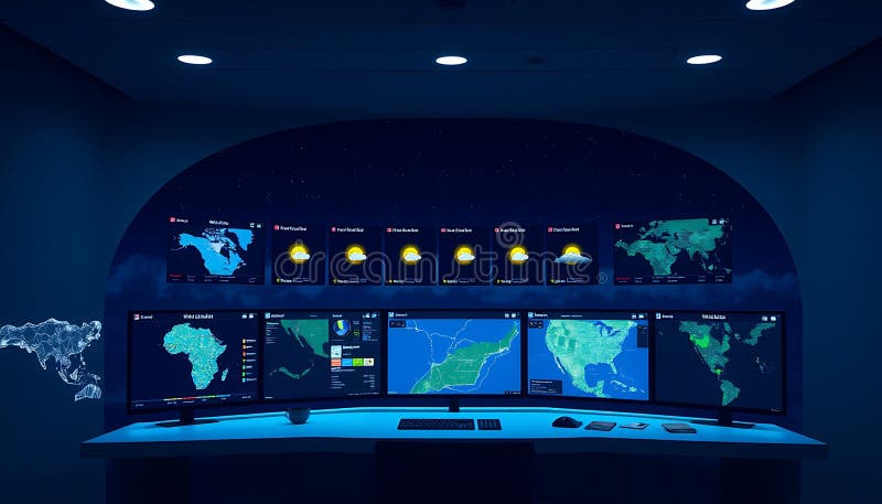 Security Control Room with Multipoke Computer. Ai Generative Stock ...
