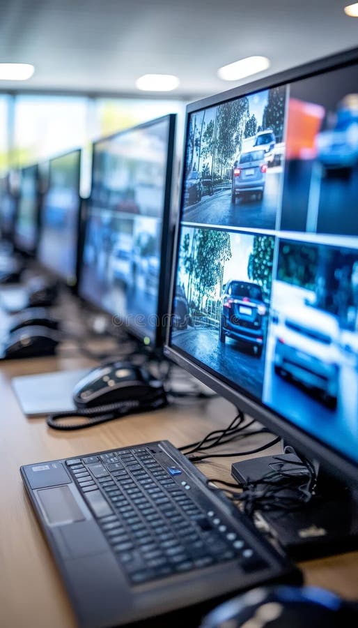 Security Control Room, Multiple Monitors Displaying Live CCTV Footage ...
